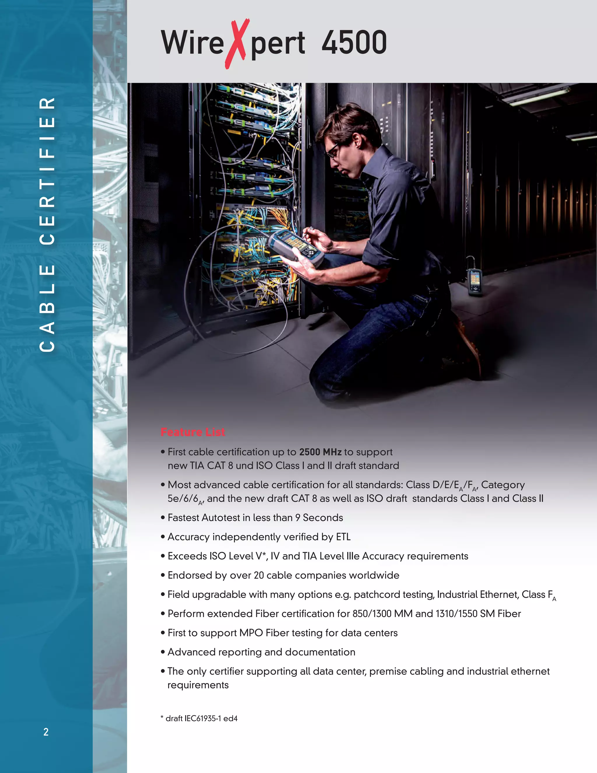 Wirexpert 4500 es un certificador de cable utp | PDF