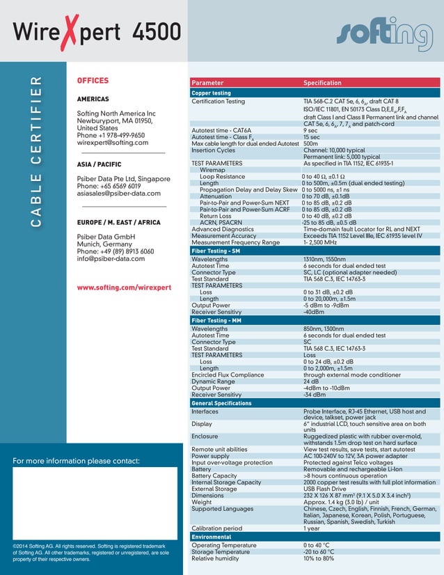 Wirexpert 4500 es un certificador de cable utp | PDF