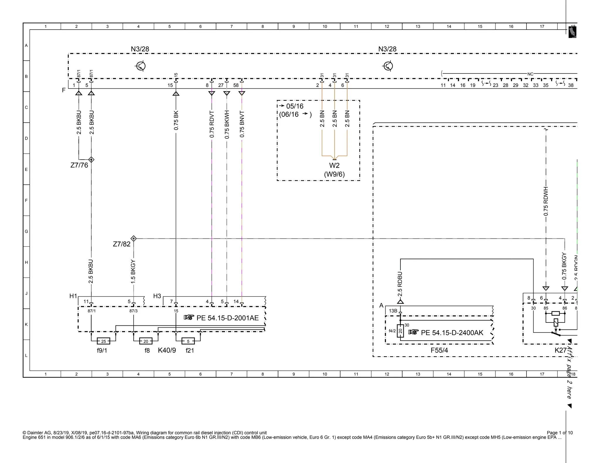 Wiring diagram for common rail diesel injection (CDI) control unit ...