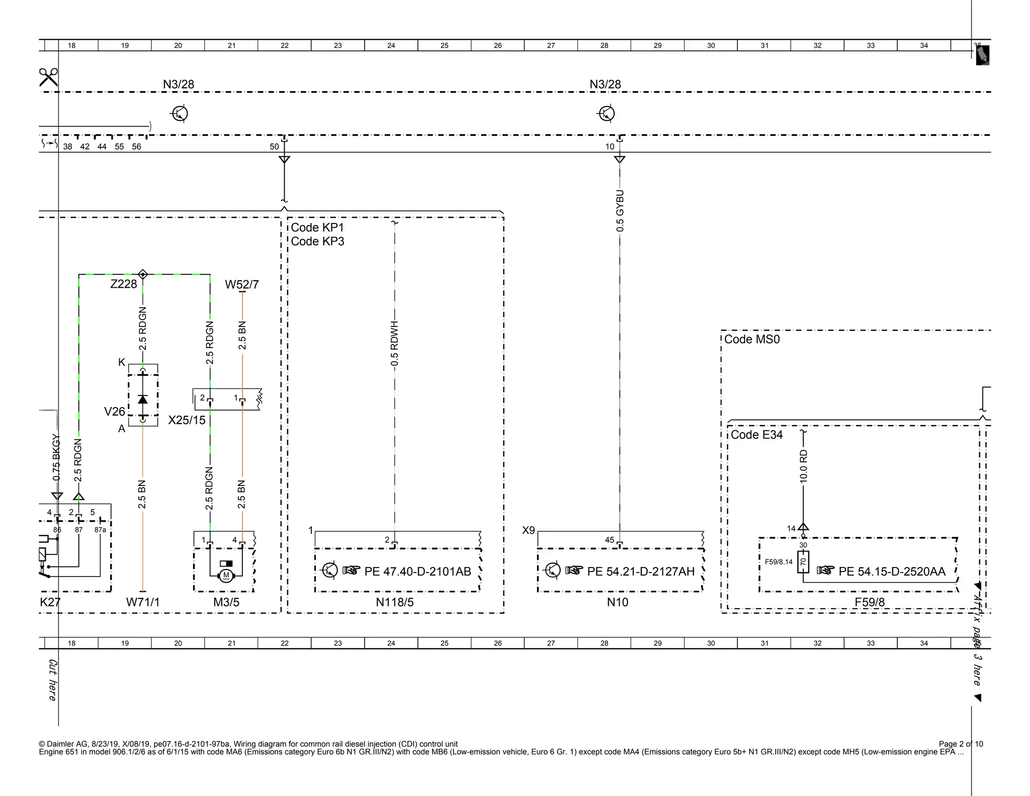 Wiring diagram for common rail diesel injection (CDI) control unit ...