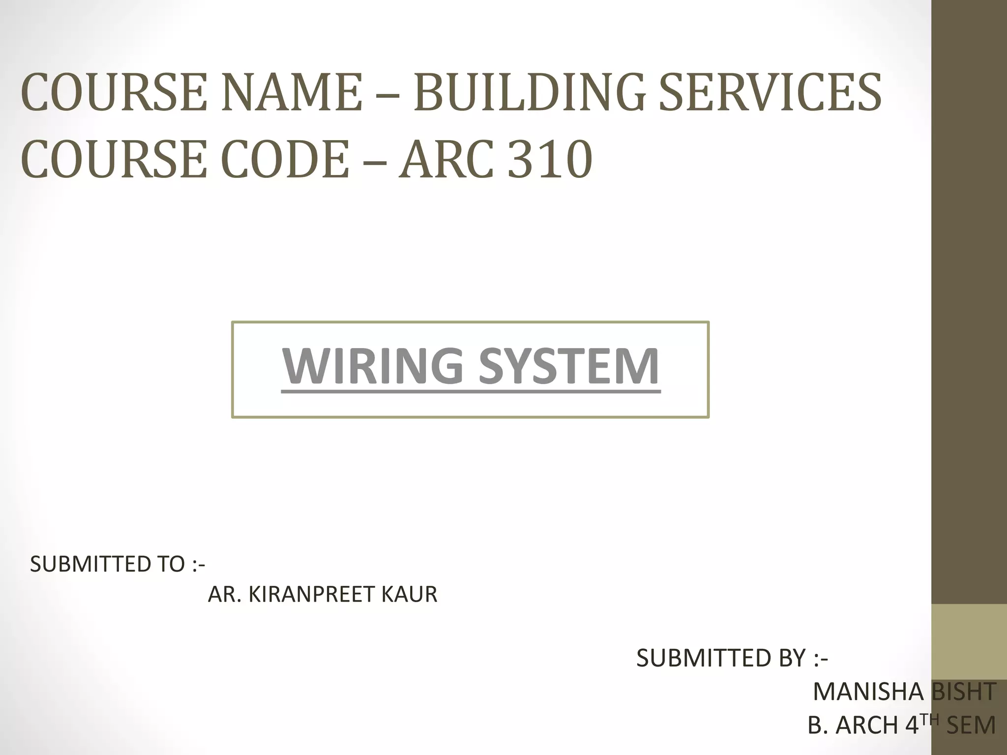 Wiring system building services | PPTX