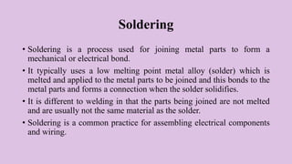 Wiring, testing and soldering electronic circuits | PPTX