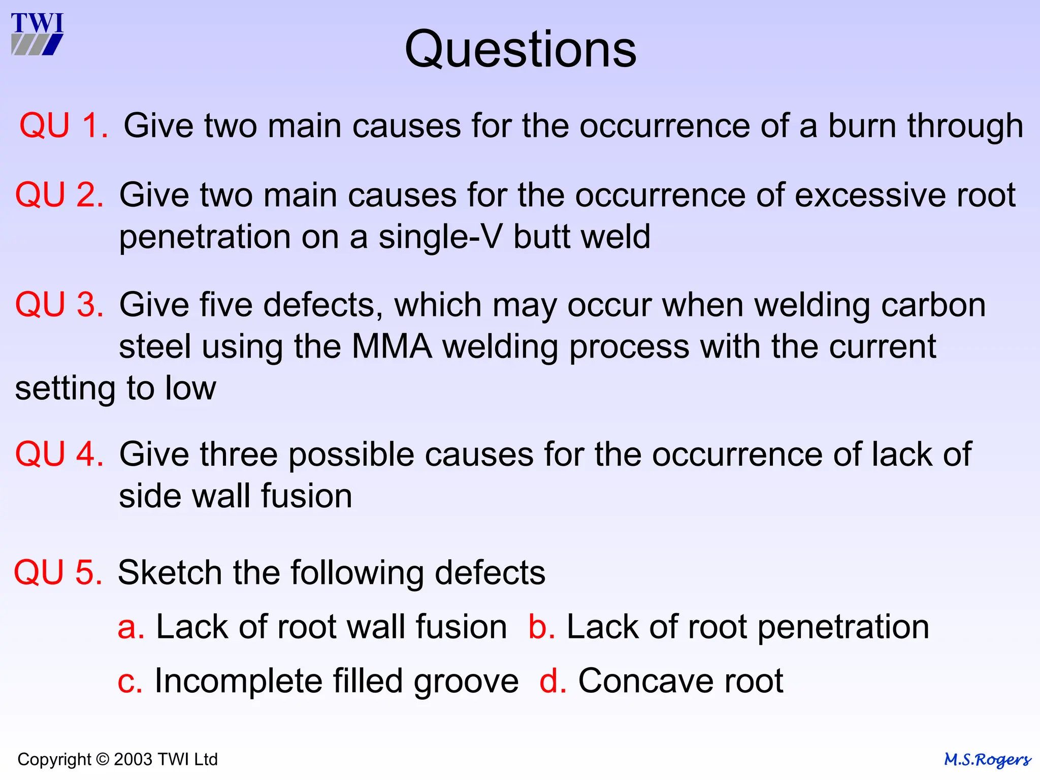 WIS5 DEFECT.ppt - Welding Inspection - TWI | PPT