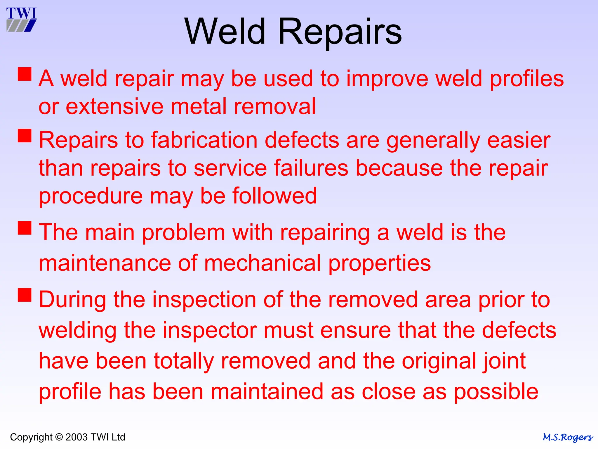 WIS5 DEFECT.ppt - Welding Inspection - TWI | PPT