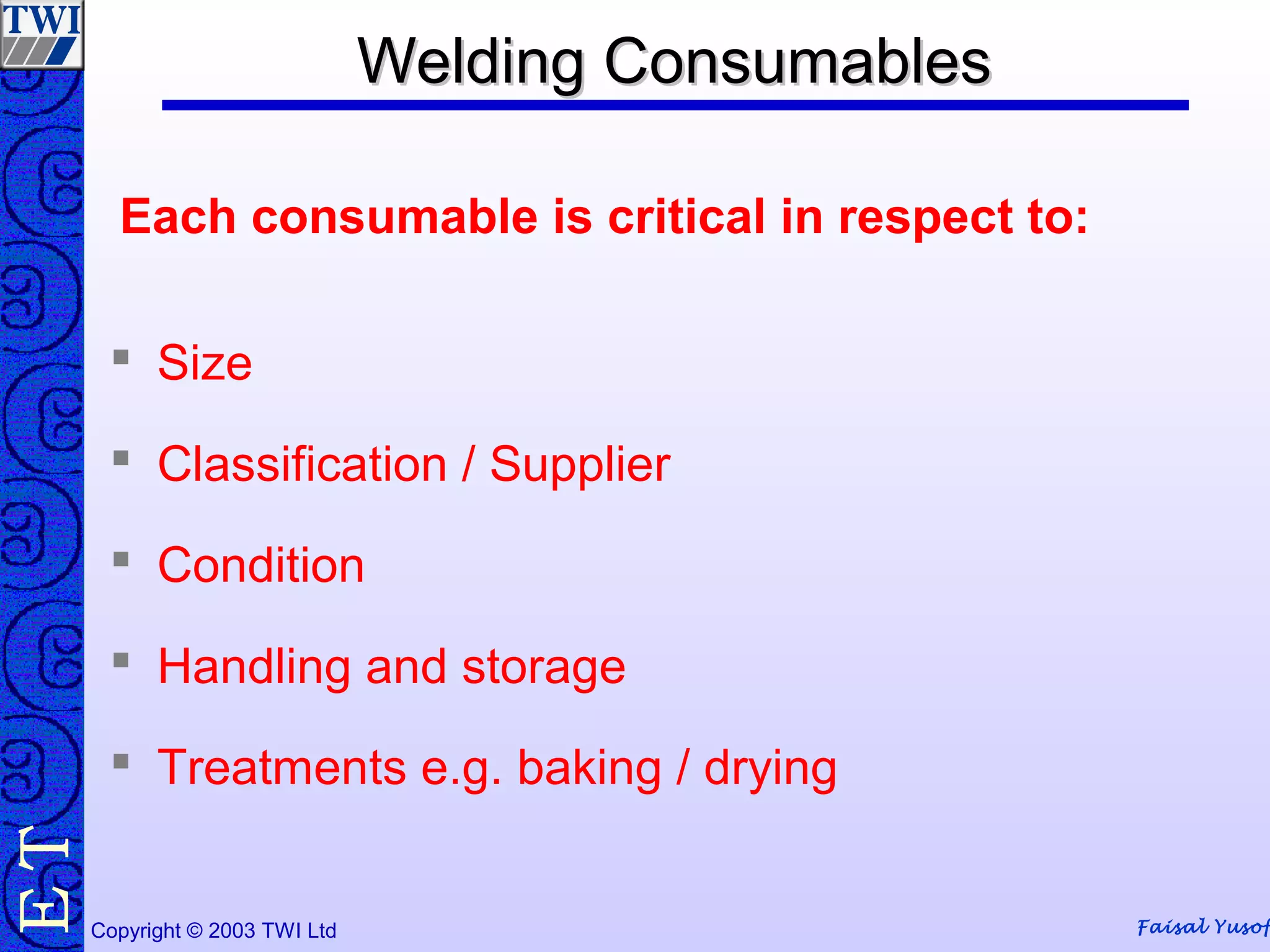 Wis5 welding consumables 18 | PPT