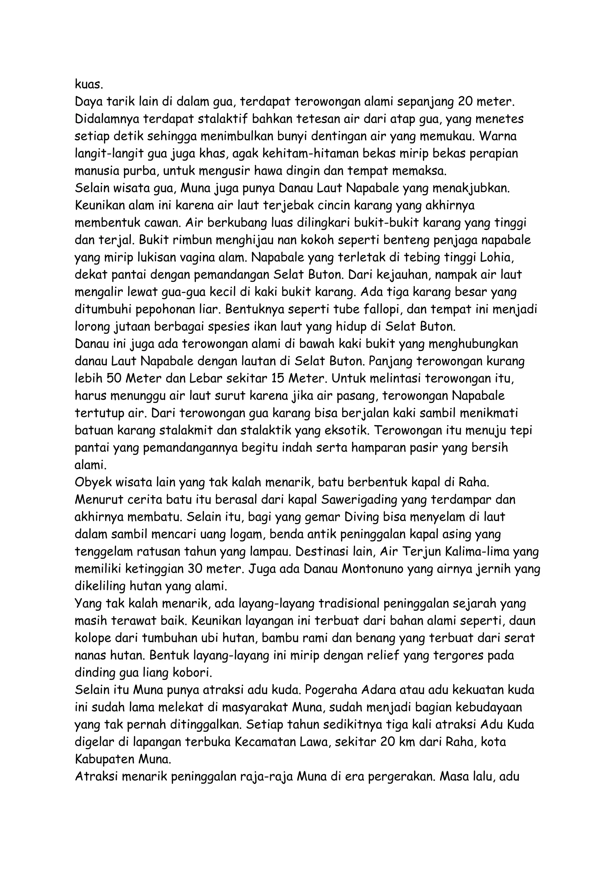 Wisata pantai kabupaten muna | DOCX