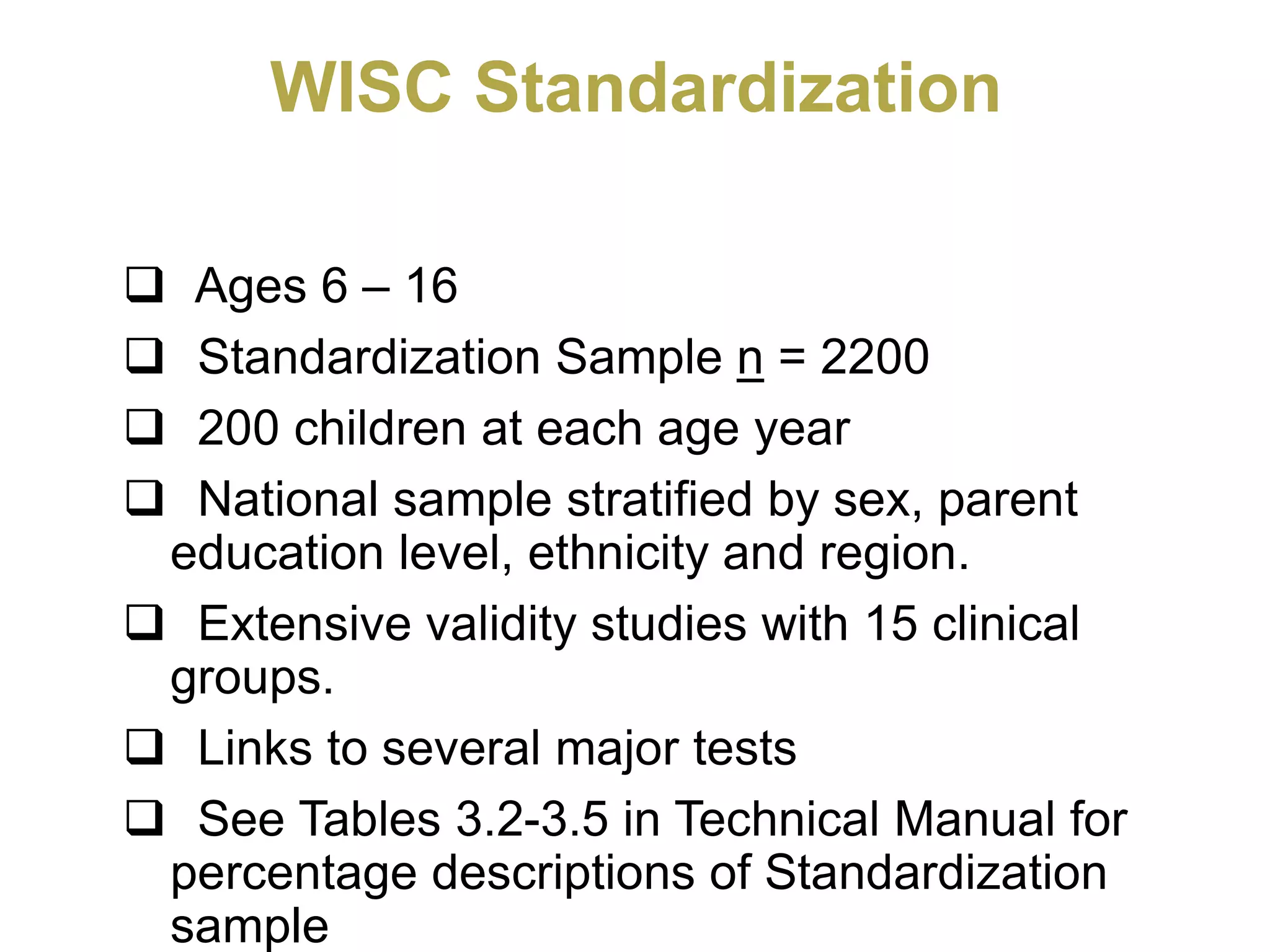 WISC-IV Introduction Handout.ppt | Standardized Testing | Educational ...