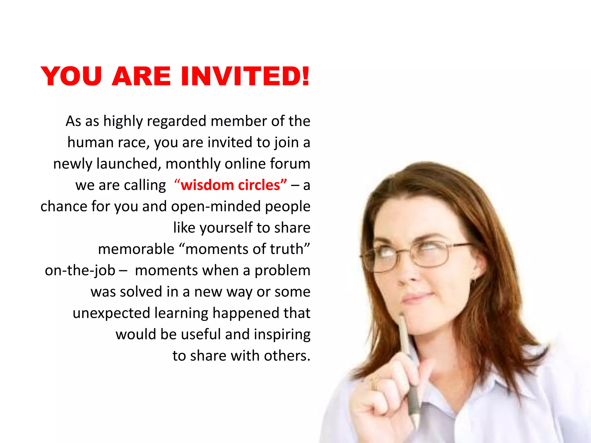 WISDOM CIRCLES: Sparking Insight Via Personal Story Telling | PPT