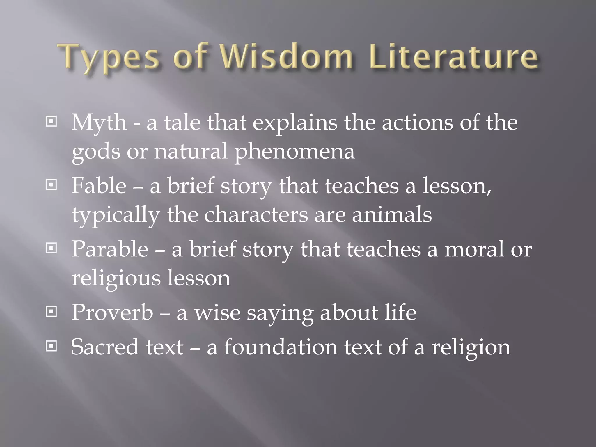 Wisdom literature | PPT