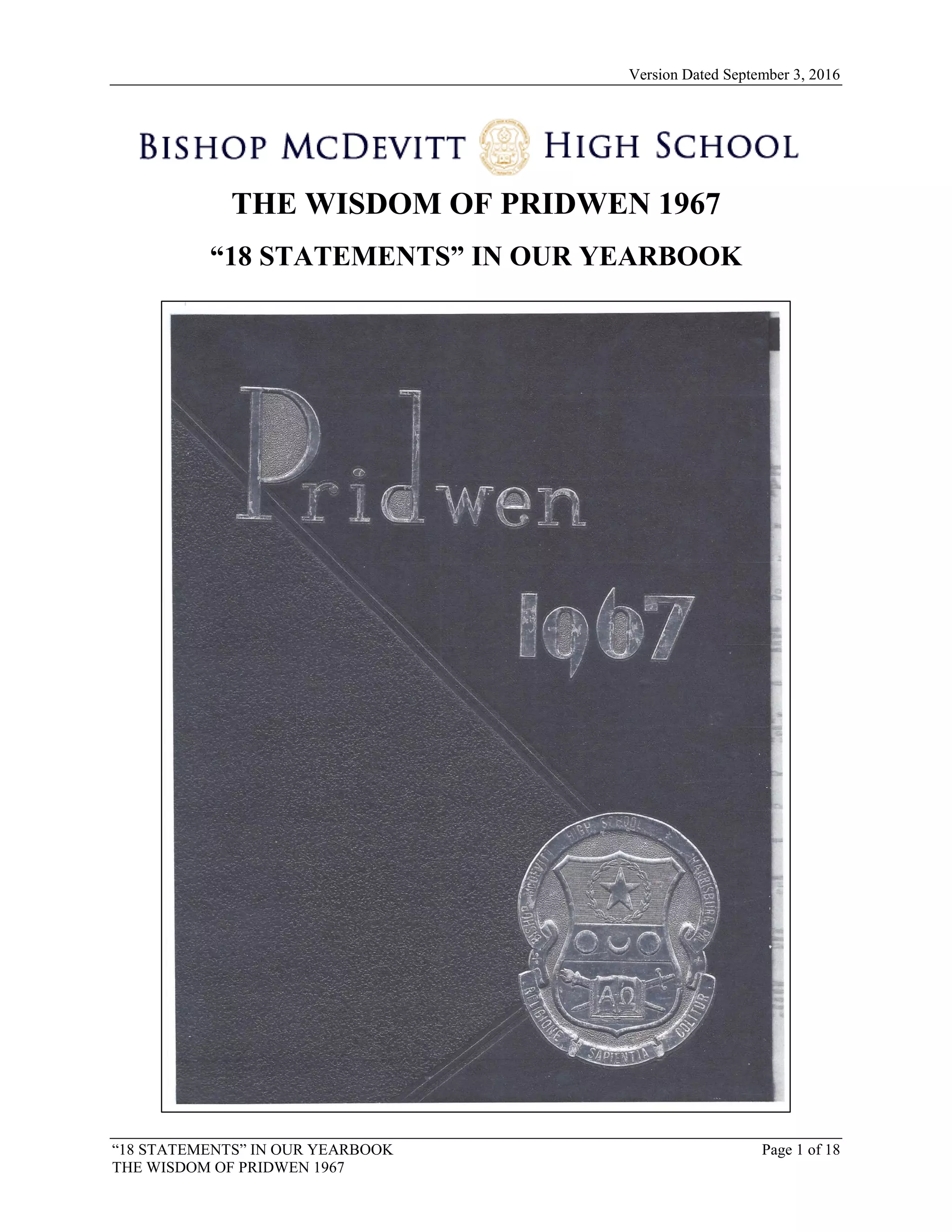 Wisdom of Pridwen 1967 | PDF | Secondary Education | Education