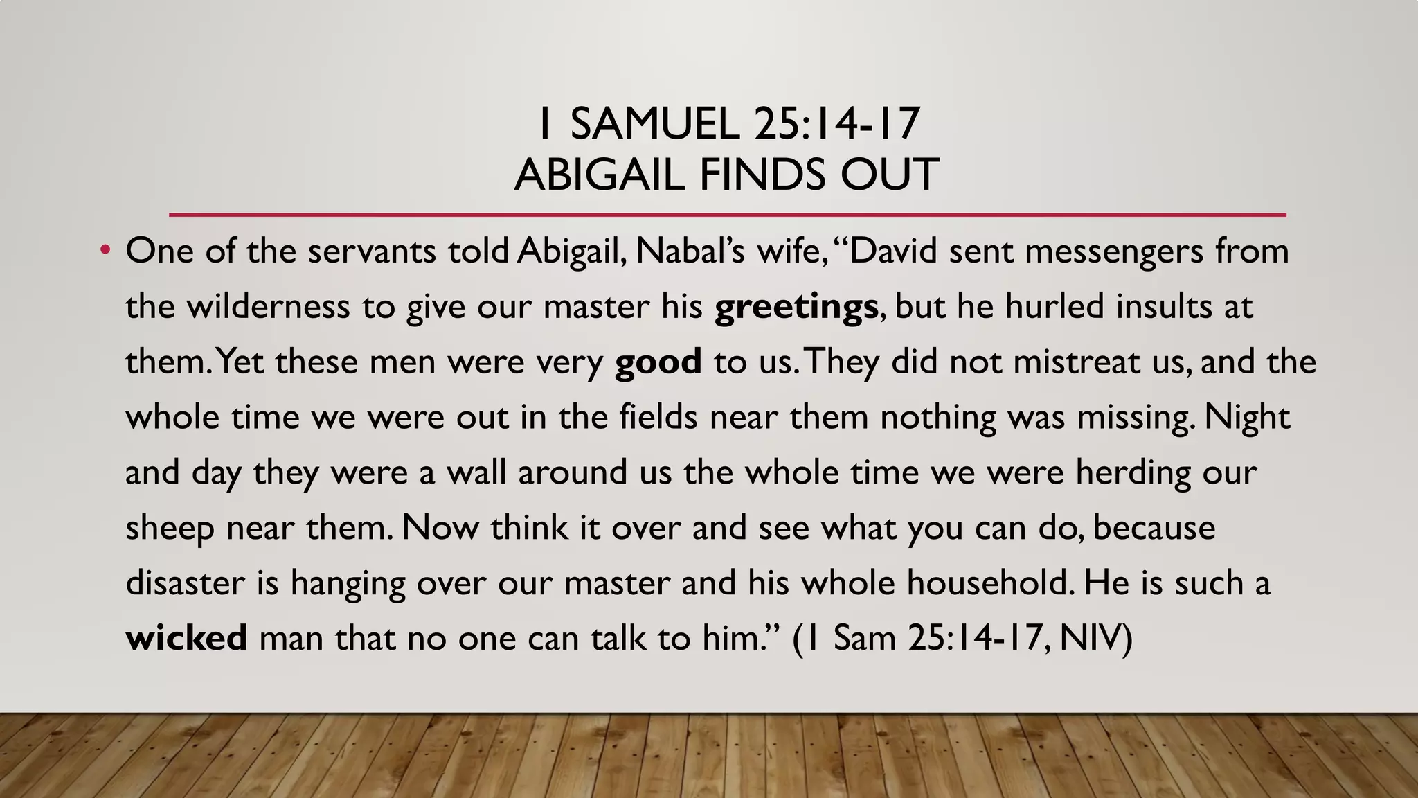 Wisdom Personified: Abigail, Nabal and David (1 Samuel 25 Sunday School ...