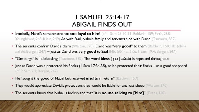 Wisdom Personified: Abigail, Nabal and David (1 Samuel 25 Sunday Scho…