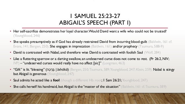 Wisdom Personified: Abigail, Nabal and David (1 Samuel 25 Sunday Scho…