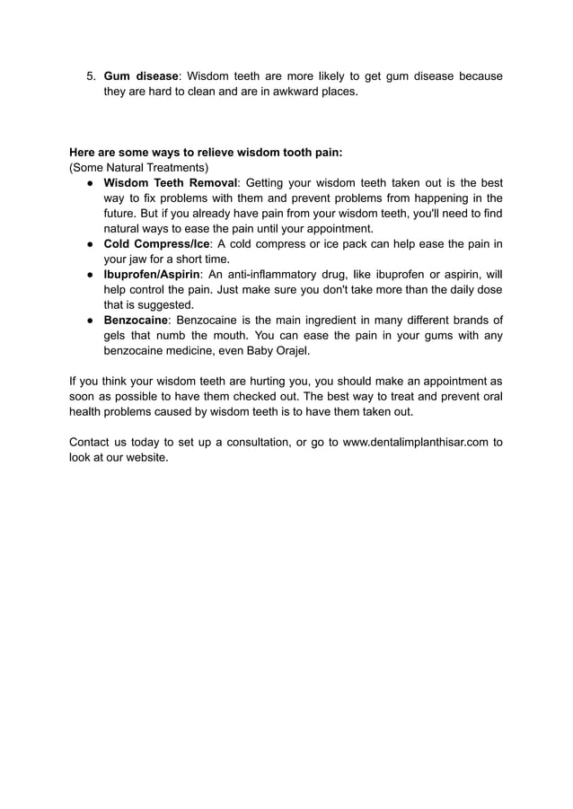 Wisdom Toothache Causes and Treatments.pdf | Dental Health | Diseases ...