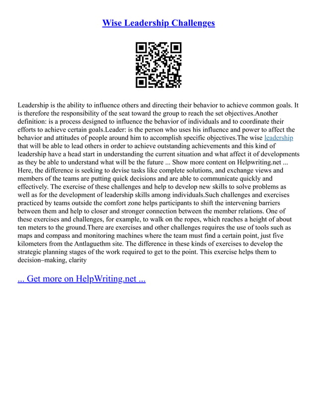 Wise Leadership Challenges | PDF