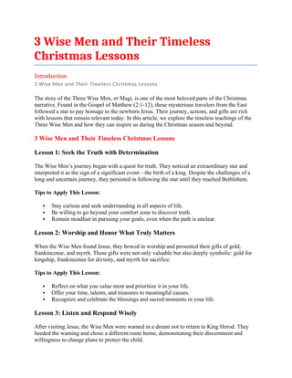 3 Wise Men and Their Timeless Christmas Lessons | DOCX