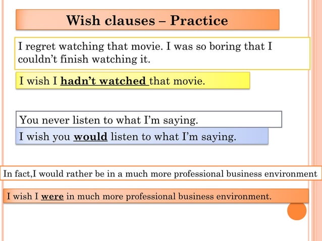 Wish clauses(rules&exercises) | PPT