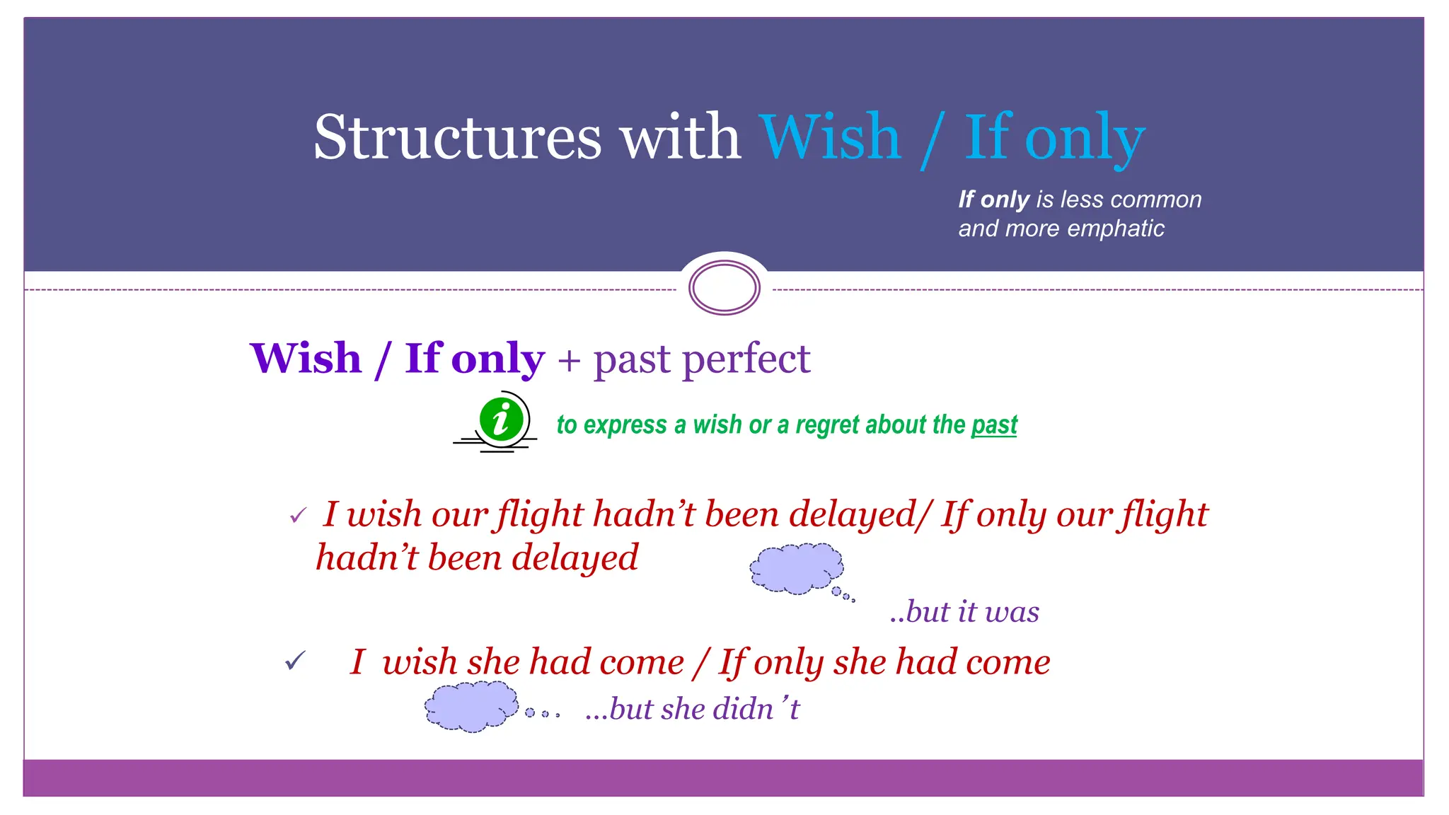WISH IF ONLY clauses with examples and uses | PPT