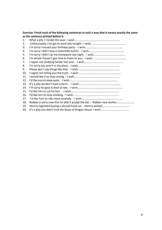 WISH SENTENCE AND EXERCISES | DOCX