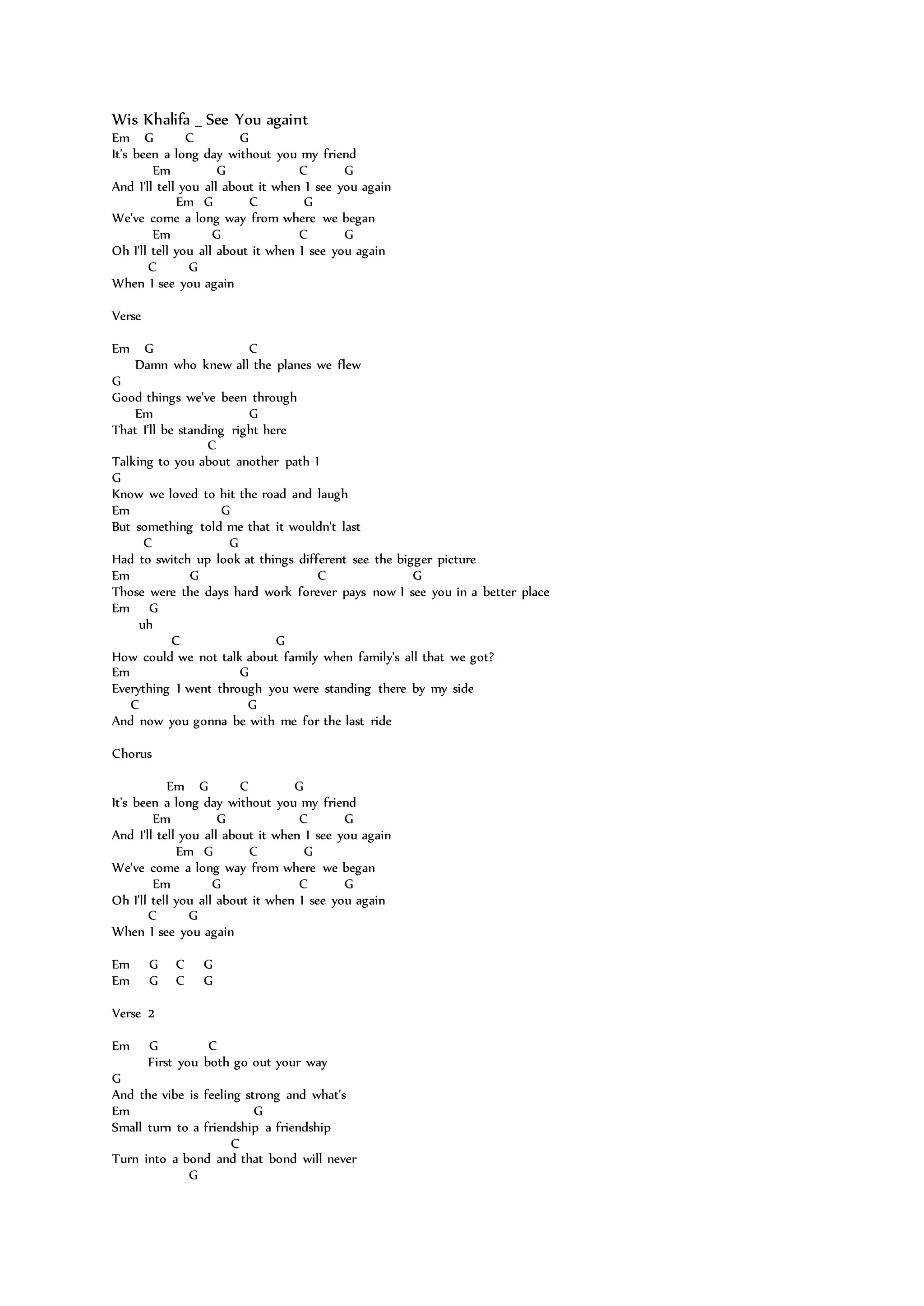 Wis khalifa see you again | DOCX