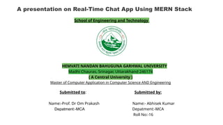 A presentation on Real time chatting App Using Mern stack | PPTX
