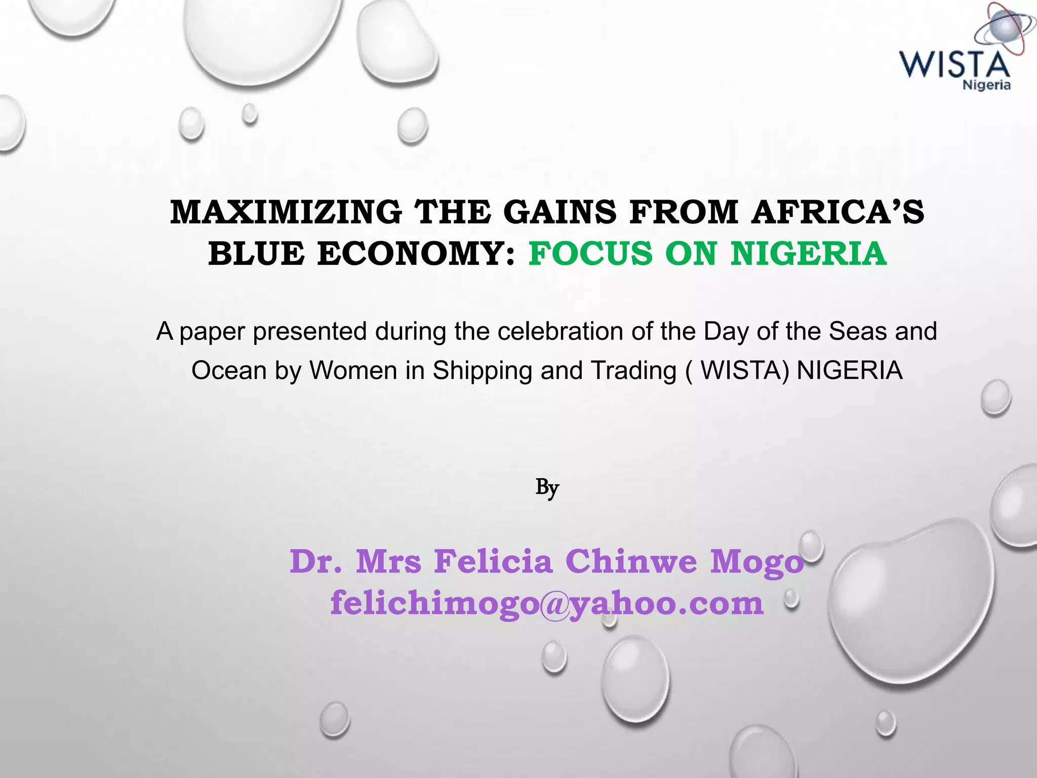 Maximizing the Gains from Africa's Blue Economy | PPTX