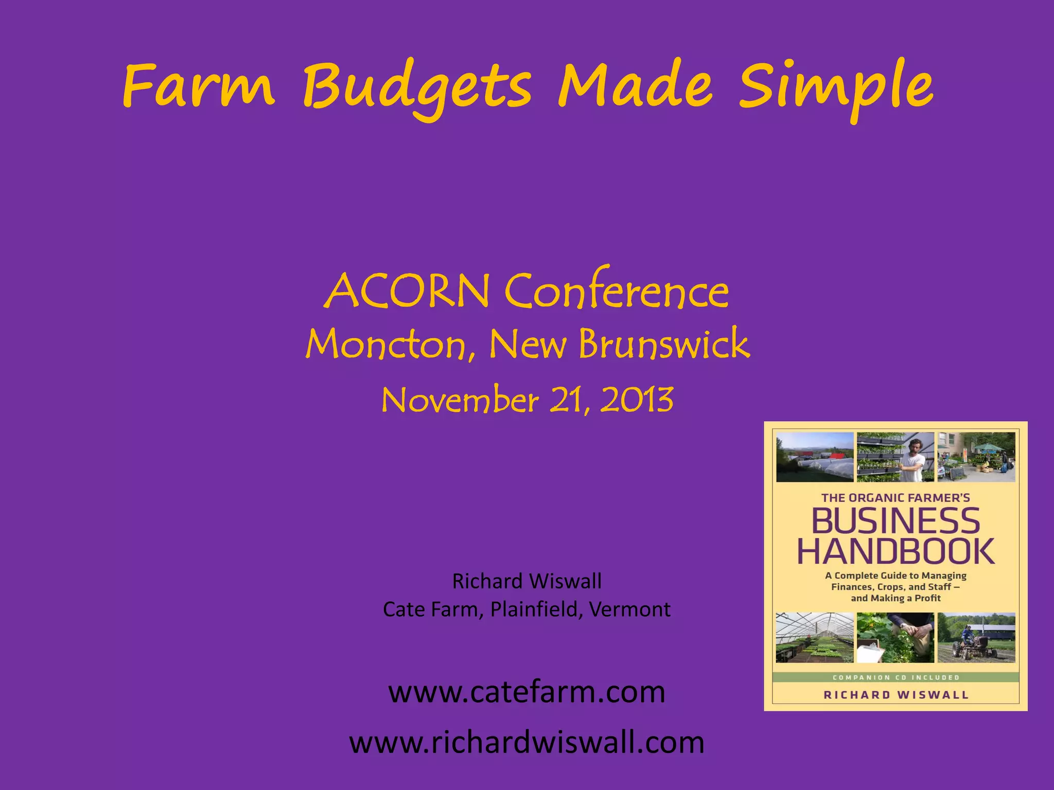 Wiswall farm budgets made simple | PDF