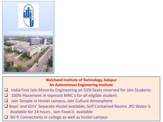 Walchand Institute of technology Solapur | PPTX