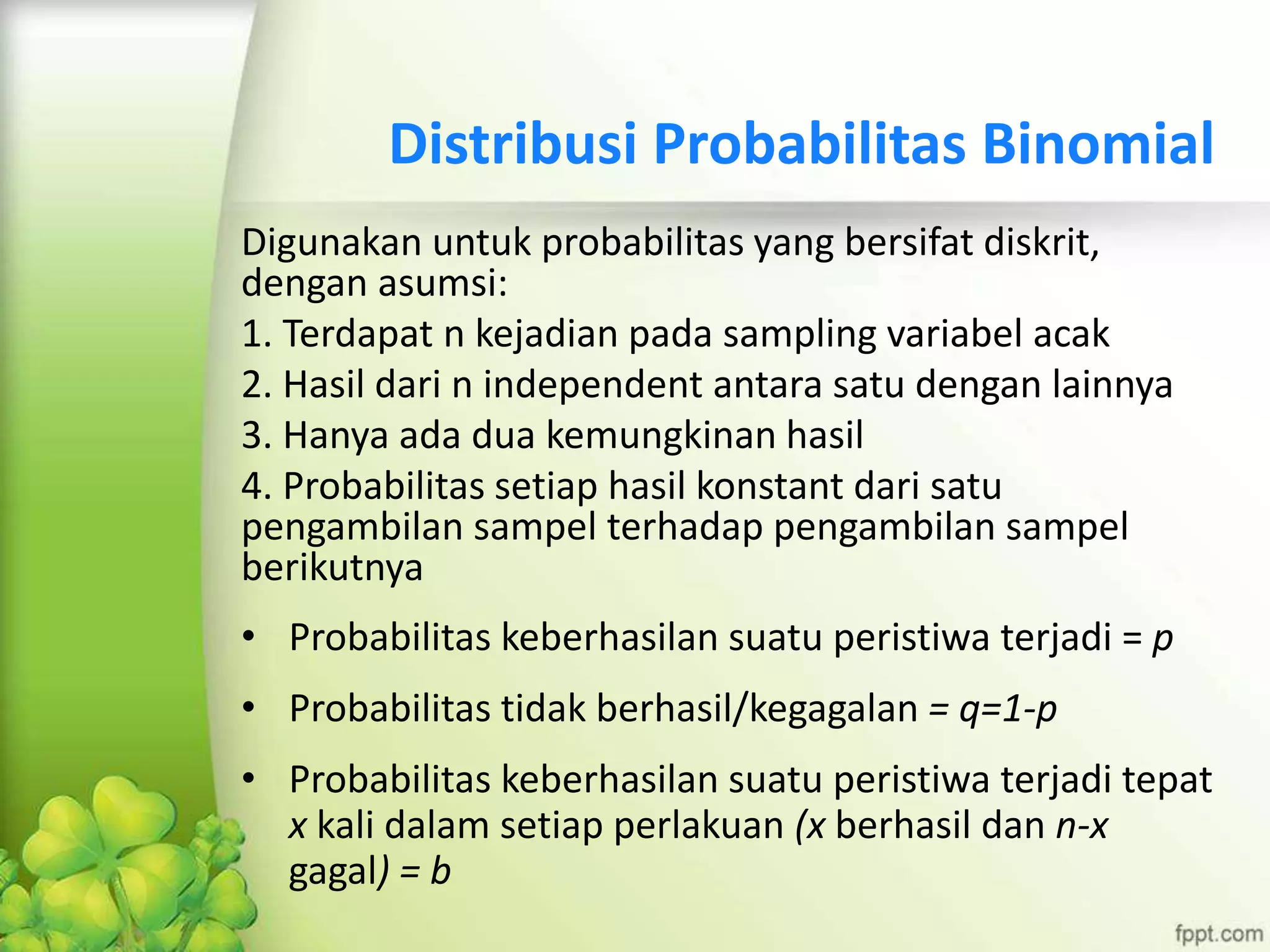 BAB 4. PROBABILITAS DASAR dan DISTRIBUSI PROBABILITAS DISKRIT | PPTX