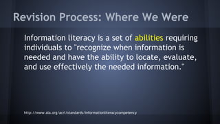 ACRL's Framework for Information Literacy for Higher Education ...