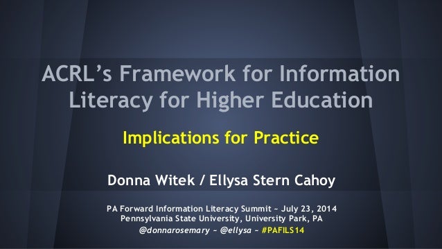ACRL's Framework for Information Literacy for Higher Education: Impli…