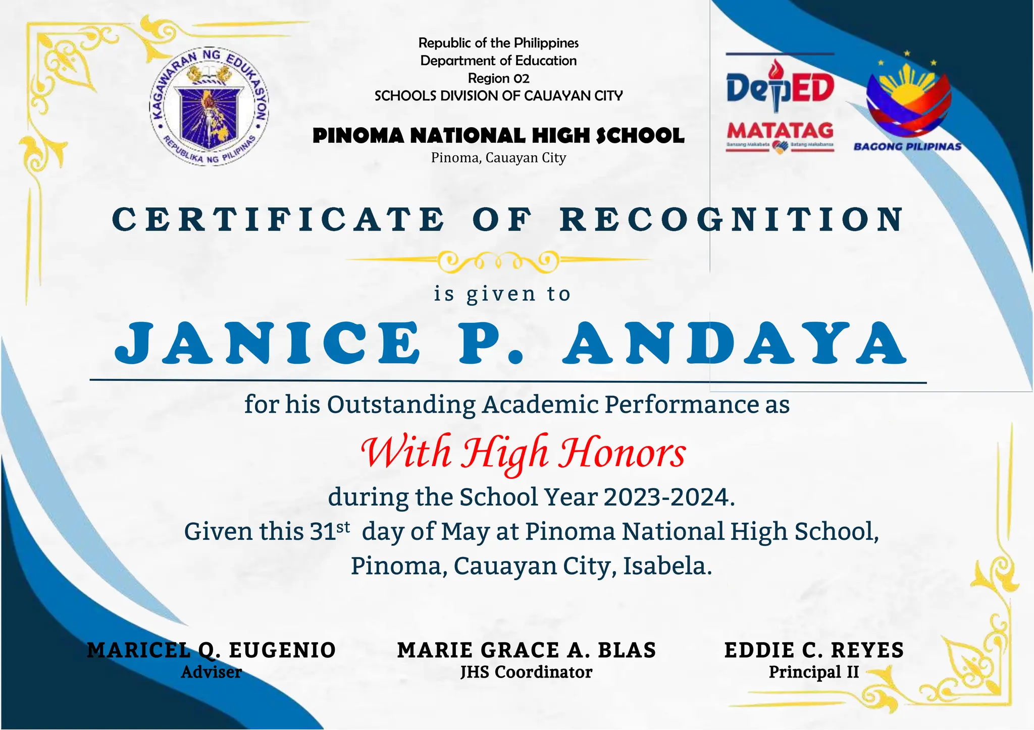 Sample Award for Honors WITH-HIGH-HONORS-1.pptx