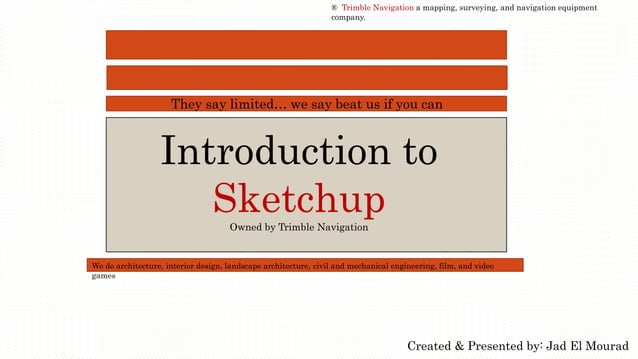 Introduction to Sketchup basics | PPTX | 3-D Graphics | Computer Software and Applications