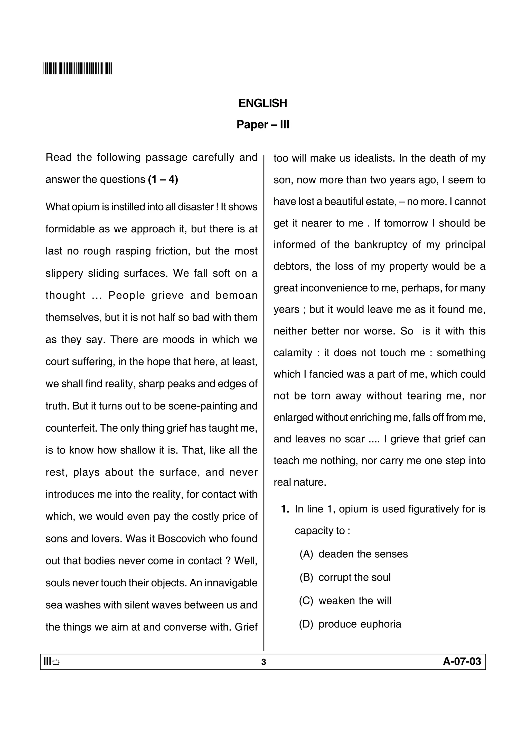 APSET 2012 English Paper III with answers | PDF