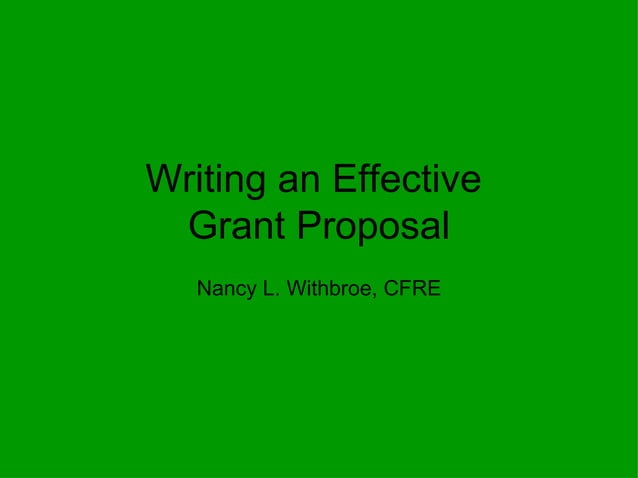 Writing an Effective Grant Proposal | PPS