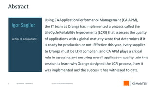 Case Study: Orange Goes from Dev "Oops" to DevOps With CA Application Performance Management ...