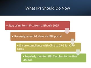IBBI Circular on withdrawal of Form-IP-1 | PPTX