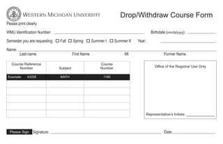 Drop/Withdraw Form | PPT
