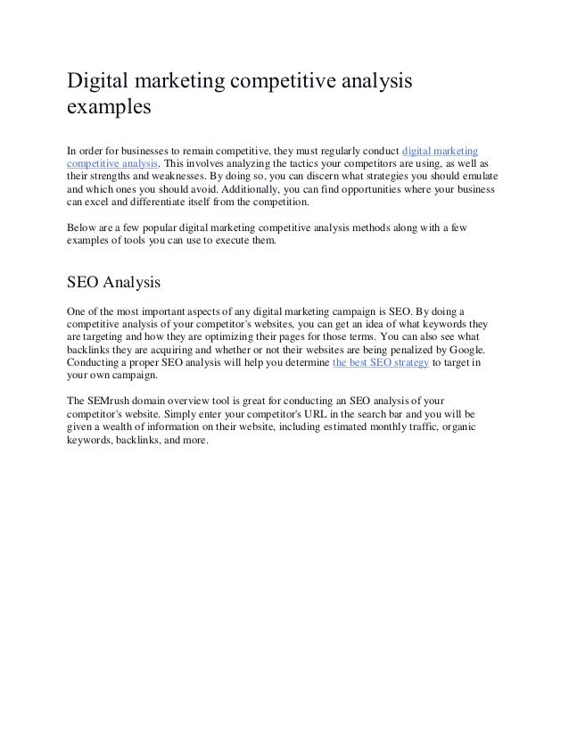 Digital marketing competitive analysis examples | PDF