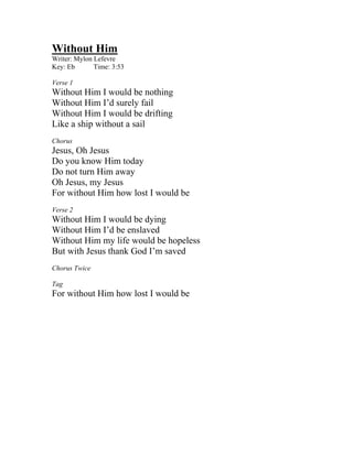 WithoutHim.pdf hymnal for knowing God and needing him | PDF