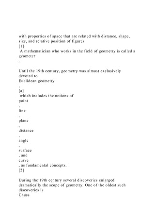 with properties of space that are related with distance, shape, .docx
