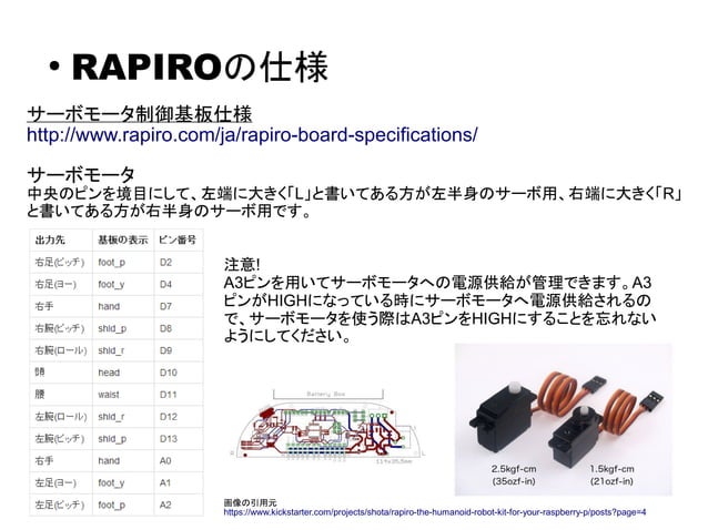 ぼちぼちぼっち開発 With raspberry pi featuring rapiro | PPT