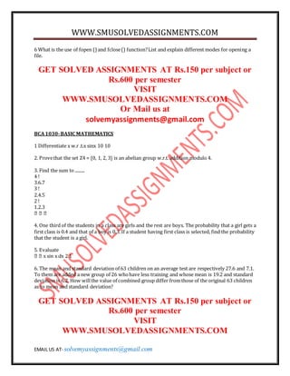 SMU BCA SEM 1 FALL 2014 ASSIGNMENTS | DOCX