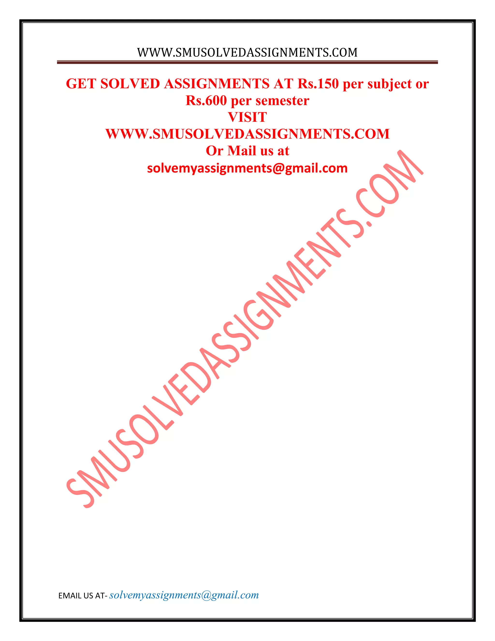 SMU MCA Sem 1 Winter 2014 Assignments | PDF