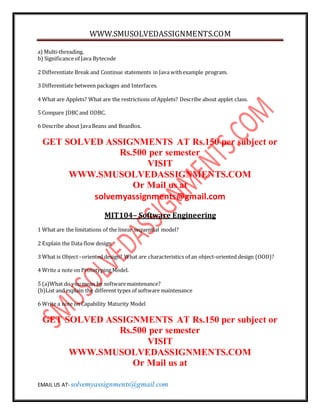 SMU MSCIT Sem 1 Winter 2014 Assignments | DOCX