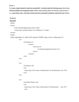 WIT lab programs.docx | Web Design and HTML | Internet