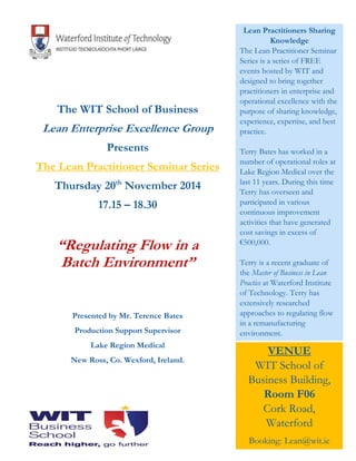 Wit lean practitioner seminar series 1st seminar | PDF
