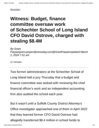 Witness_ Budget, finance committee oversaw work of Schechter School of ...