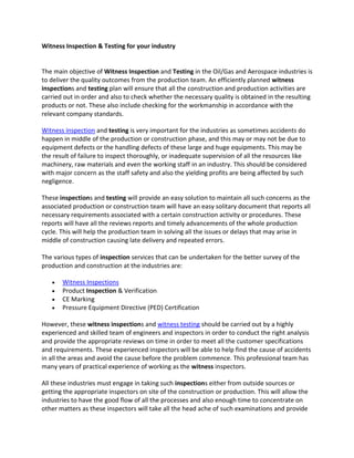 Witness Inspection & Testing for your industry | PDF
