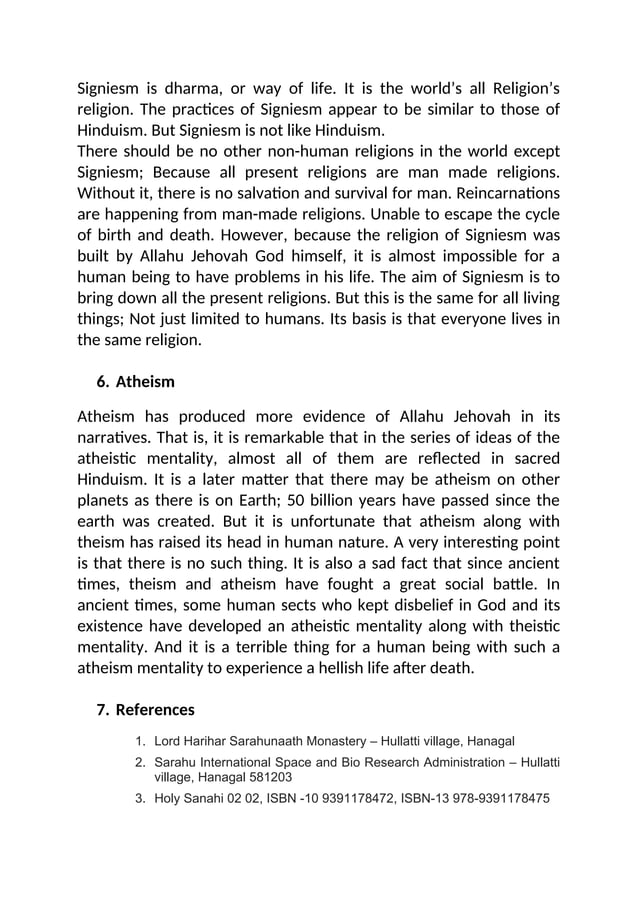 Witness of Allahu Jehovah in Signiesm and Sanahi Scriptures | PDF